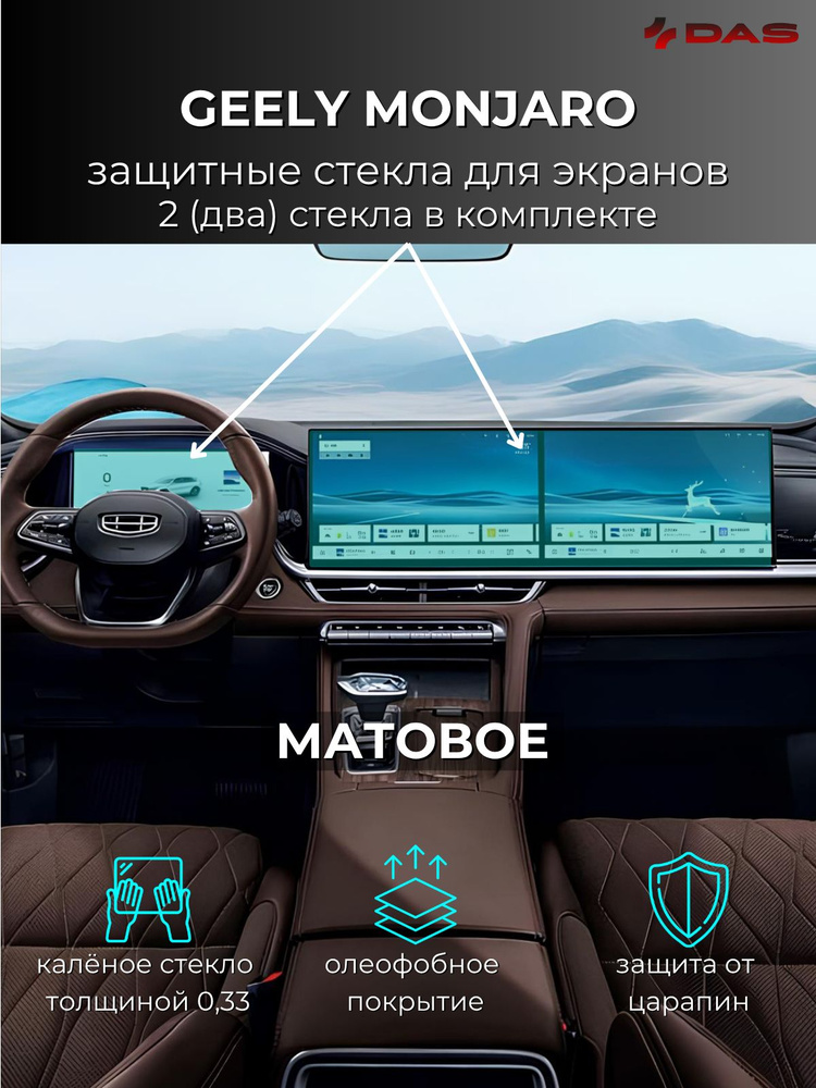 Комплект матовых защитных стекол для дисплея магнитолы и приборной ...