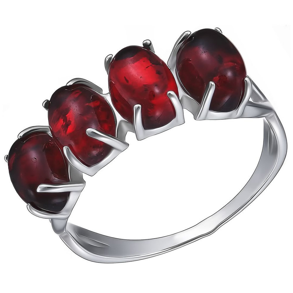 Серебряное кольцо 925 пробы; вставки 4 Янтарь; - купить с доставкой по ...