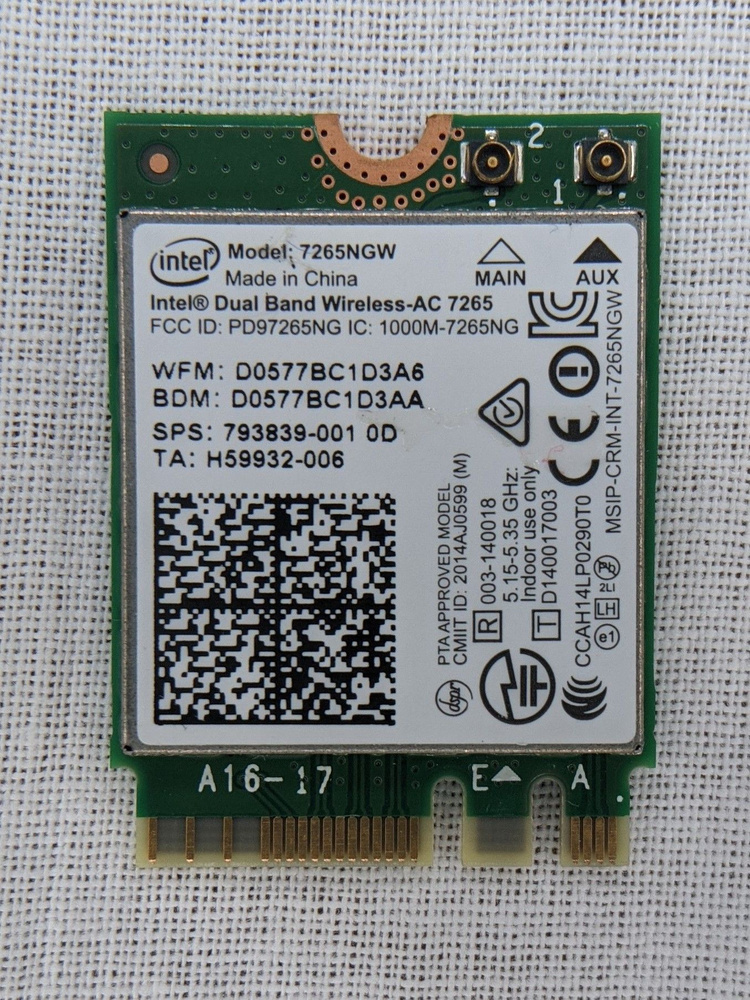 Адаптер Wi-Fi модуль для ноутбука 7265NGW Dual Band 2.4/5 ГГц - купить ...