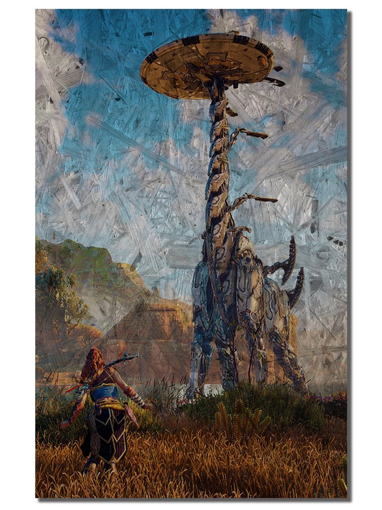 Картина интерьерная на рельефной доске игра Horizon zero dawn 2 5354 В ...