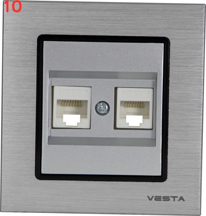 Розетка RJ45 встраиваемая Vesta-electric Exclusive Silver Metallic ...