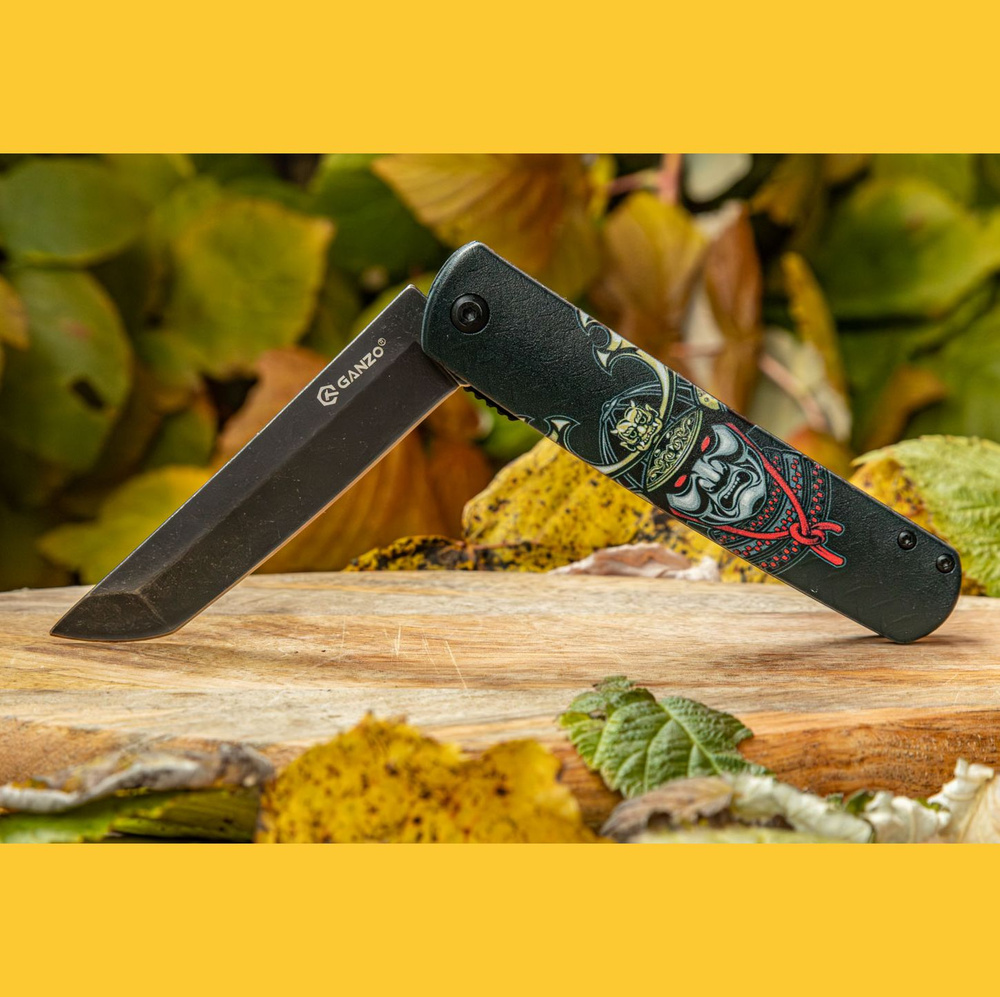 Нож Ganzo G626-BS черный самурай, с клипсой, нож складной ганзо туристический охотничий ...