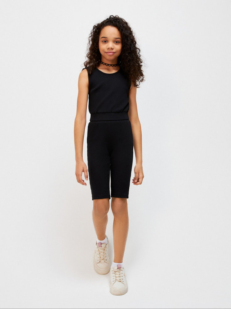 Кроп-топ Девочки Acoola черный, размер 134 Трикотаж Без рукавов Повседневный Китай Без застежки ...