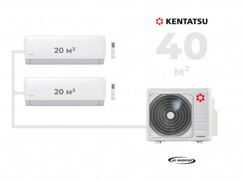 Мульти сплит-система Kentatsu на 2 комнаты (20 м2 + 20 м2) K2MRB40HZRN1 ...