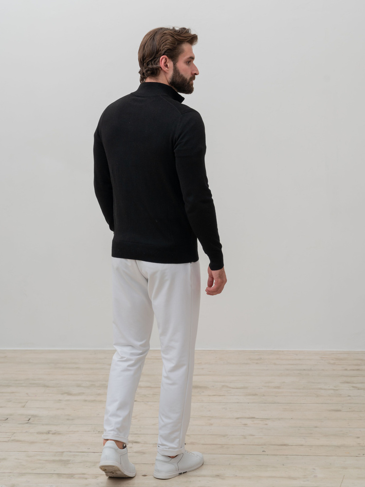 Джемпер Мужской Solo Ferini черный Кашемир, Хлопок, размер 48 Молния ...