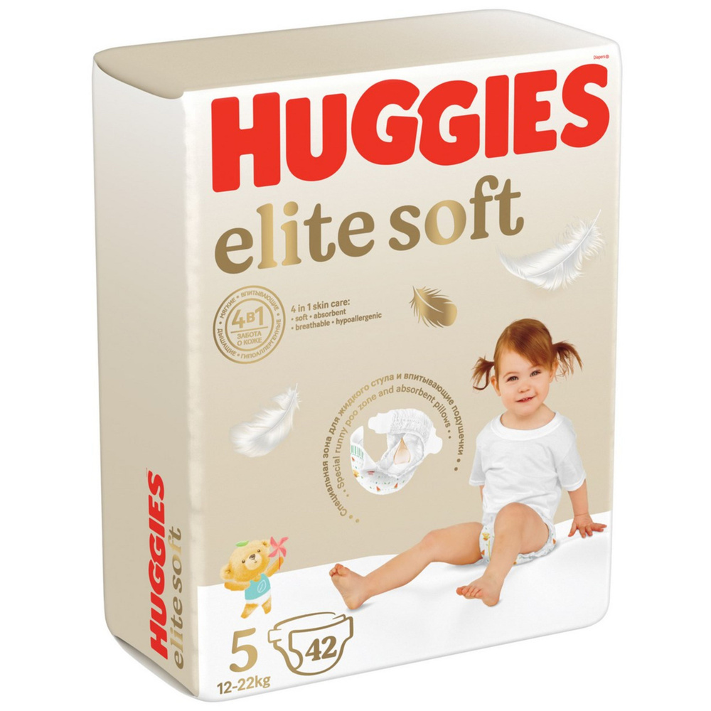 Подгузники Huggies Elite soft 5 12-22 кг 112 шт. купить на OZON по ...