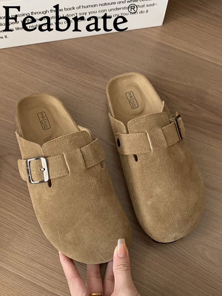 Мюли Женский Feabrate Замша, размер 35 Закрытый нос, Водоотталкивающая пропитка Без каблука ...