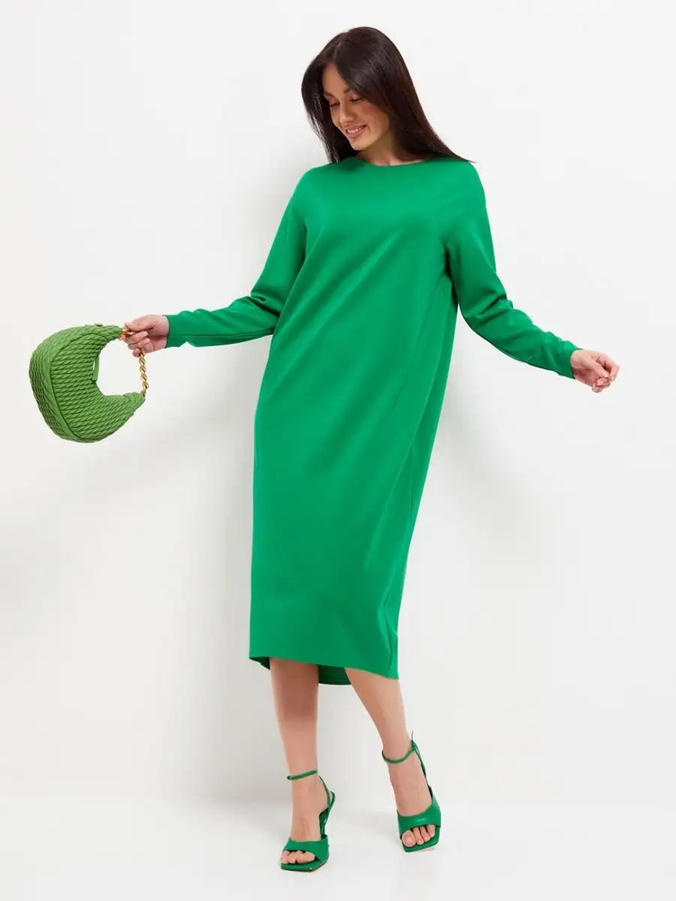 Платье Женский YAROSLAV ZAIKIN зеленый прямое Офисный/школьный Длинный Джерси, размер ...