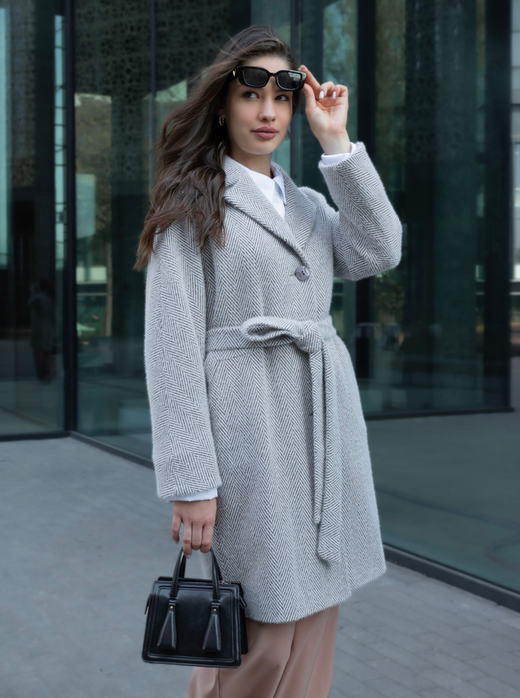 Пальто Женский EURYDIKE Карманы, Манжеты кофе, кофейная роза английский воротник Шерсть, Вискоза ...