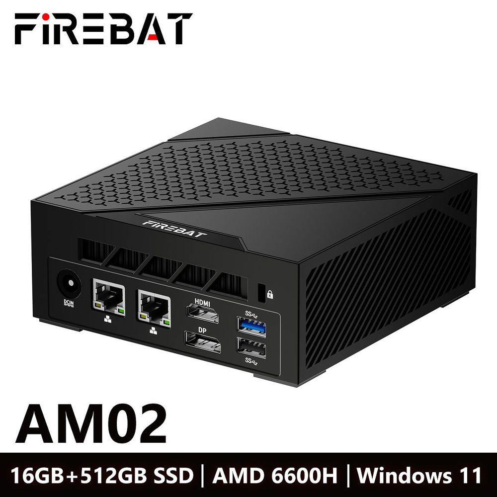 FIREBAT Мини-ПК (AMD Ryzen 5 6600H, RAM 16 ГБ, SSD 512 ГБ, AMD Radeon 660M, Windows 11 Home ...