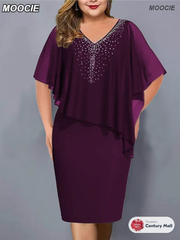 Платье Женский MOOCIE пурпур Вечерний/праздничный Средний, размер 58 купить c доставкой на OZON ...