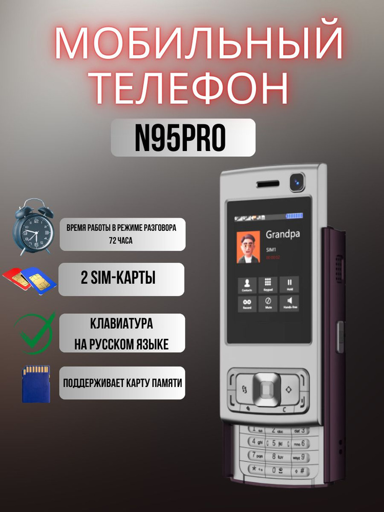 Мобильный телефон Мини Nokia N95 Pro фиолетовый цвет купить на OZON по низкой цене (1973878462)