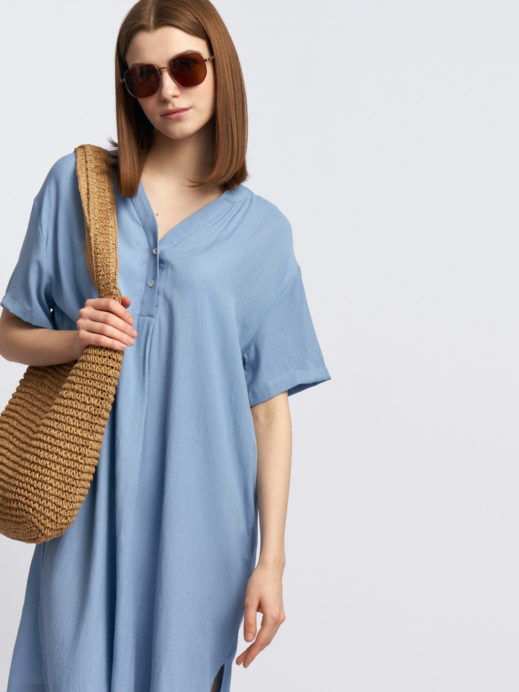 Платье Женский Zolla голубой Повседневный Короткий Вискоза, Полиэстер, размер 50 купить c ...