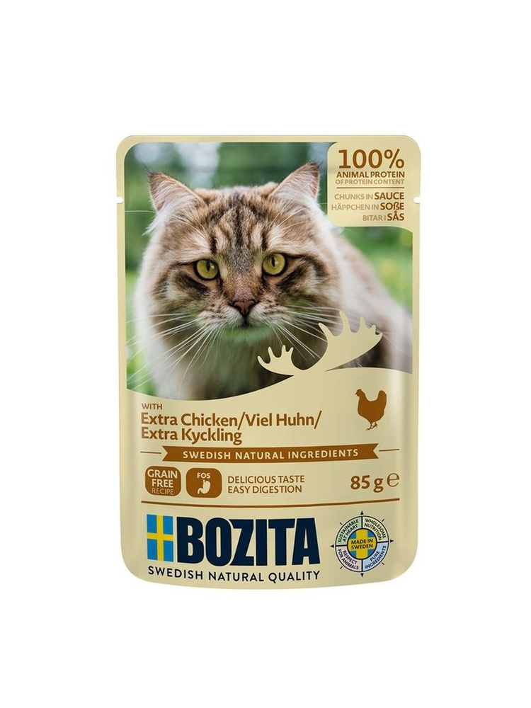 Bozita Chunks in sauce with Extra Chicken, влажный полнорационный ...
