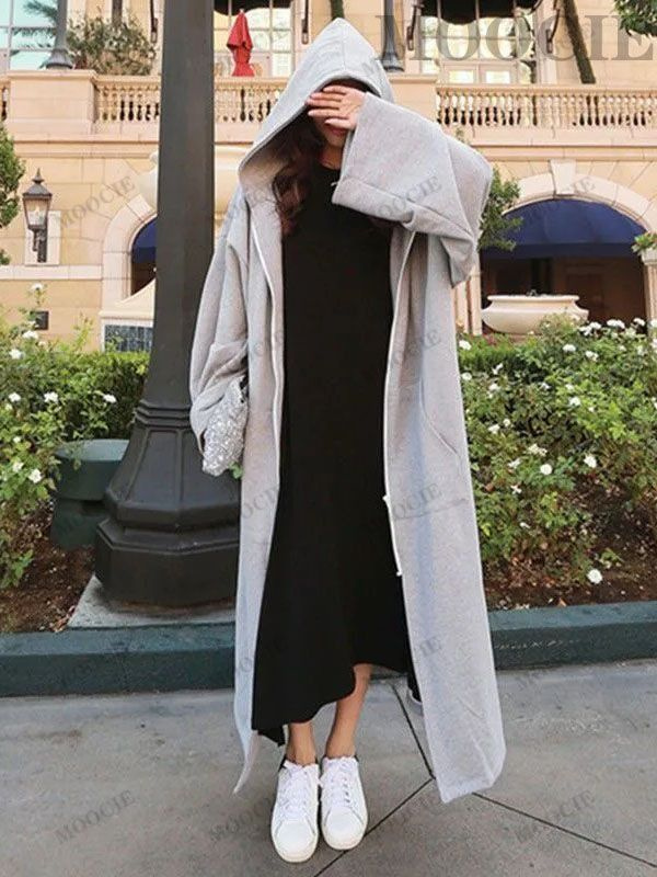 Плащ Женский MOOCIE серый Длинный, размер 52 Политекс Китай Пряжка оверсайз Демисезон купить c ...