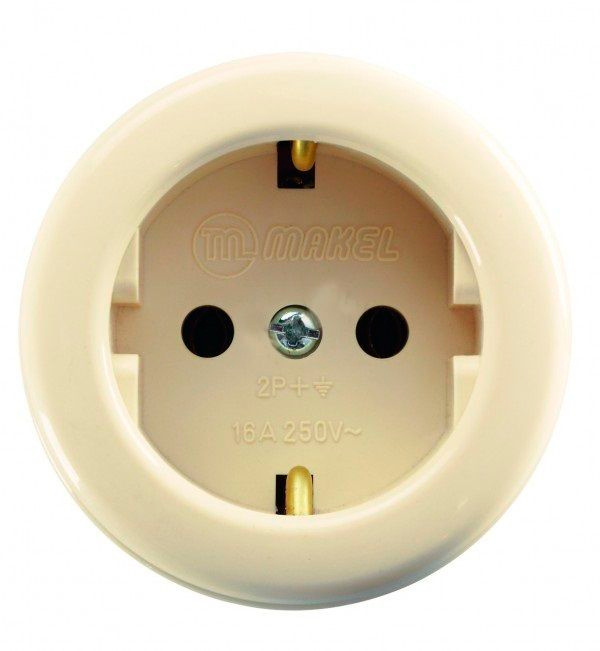 Розетка наружная с заземлением круглая (керамика) Makel 16011 купить на OZON по низкой цене ...