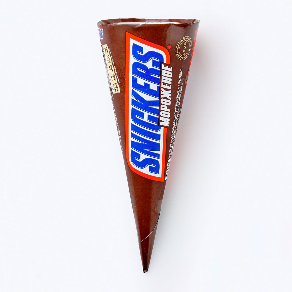 Мороженое 69 г, SNICKERS, с карамелью, арахисом в молочном шоколаде ...