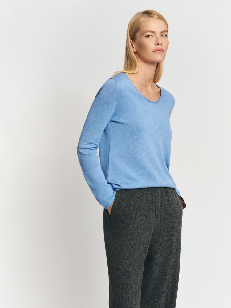 Джемпер Женский Zolla светло-голубой Хлопок, Вискоза, размер 46 Длинный Китай купить c доставкой ...