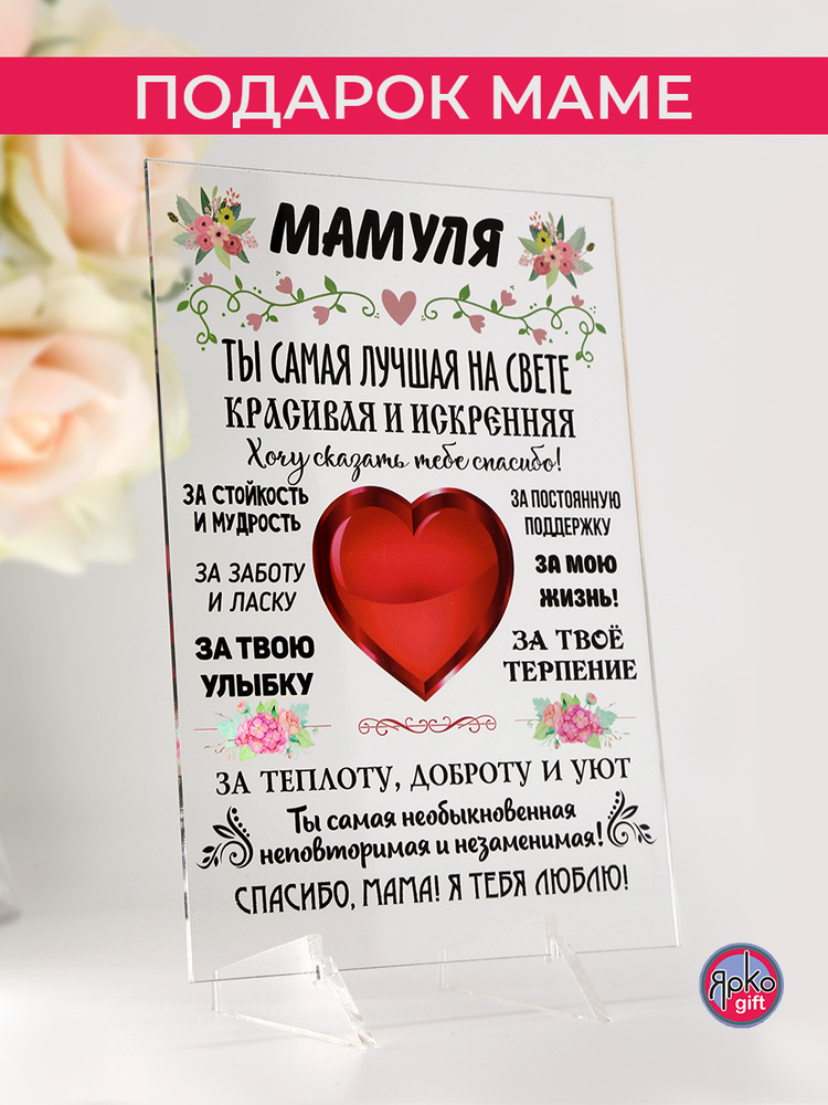Подарок маме на день рождения, открытка постер из акрилового стекла ...