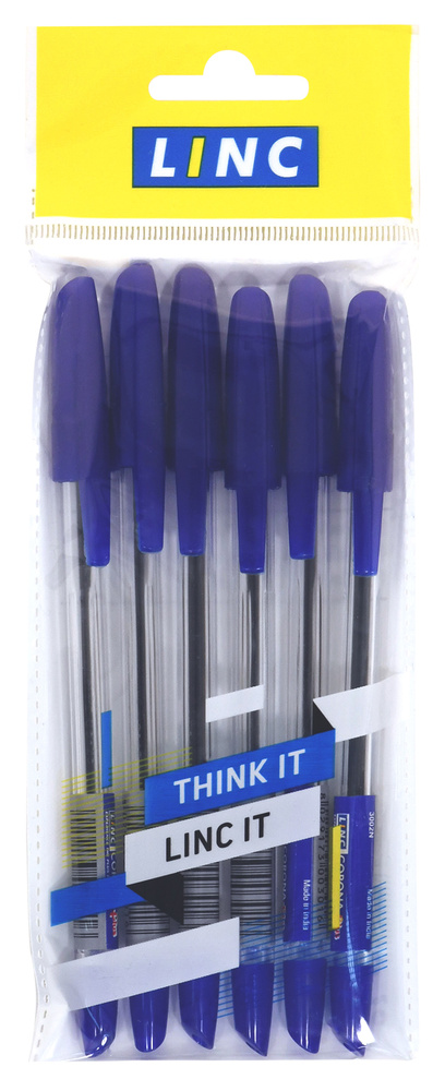 Набор шариковых ручек Linc CORONA PLUS синие 0,7 мм, прозрачный корпус ...