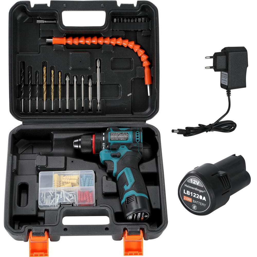 Heimerdinger LB175 12V бесщеточный шуруповерт аккумуляторный, 2х2.0 Ач ...
