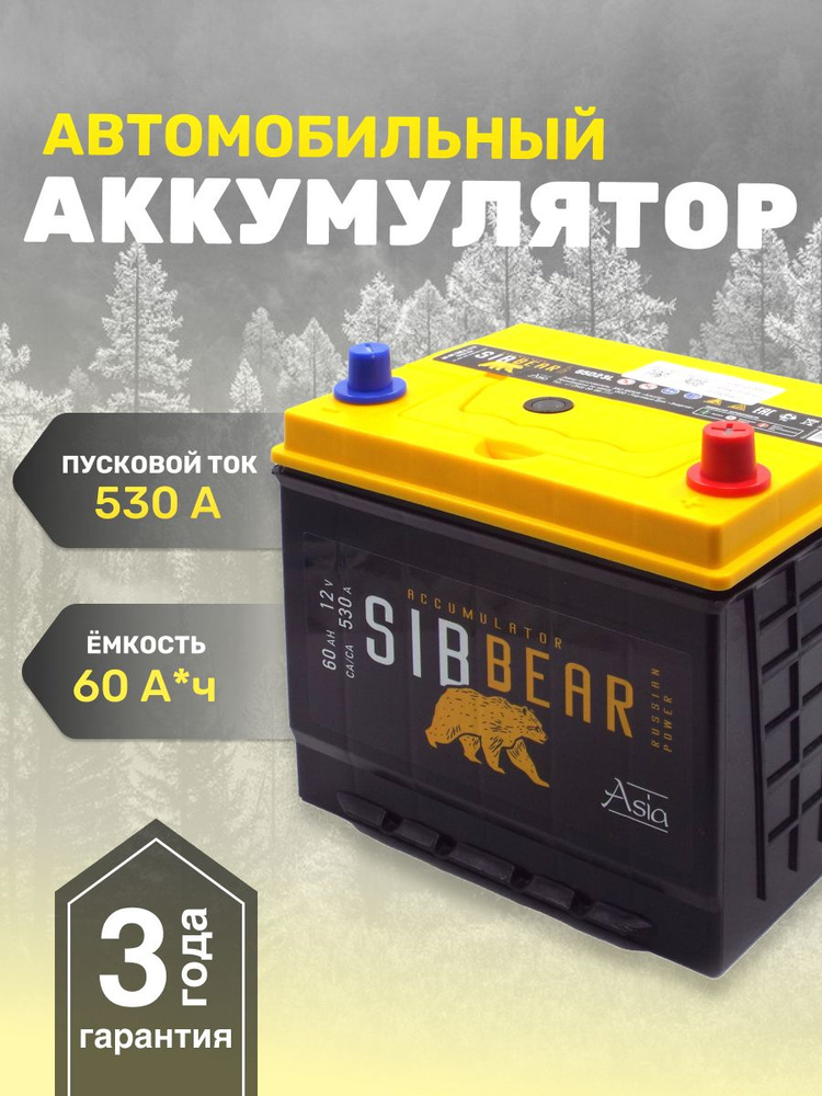 Аккумулятор автомобильный SIBBEAR ASIA 65D23L 60 А*ч о.п 230х175х225 ...