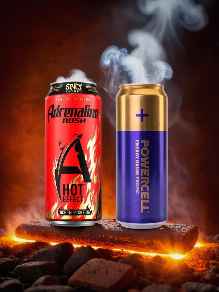 Энергетик Adrenaline Spicy Energy 0.45 и энергетик Powercell Tropic 0.45 купить на OZON по ...