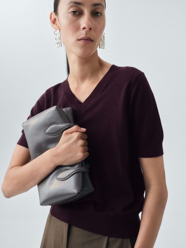 Джемпер Женский MANGO винный Шерсть, размер 42, 44 Китай купить c доставкой на OZON по низкой ...