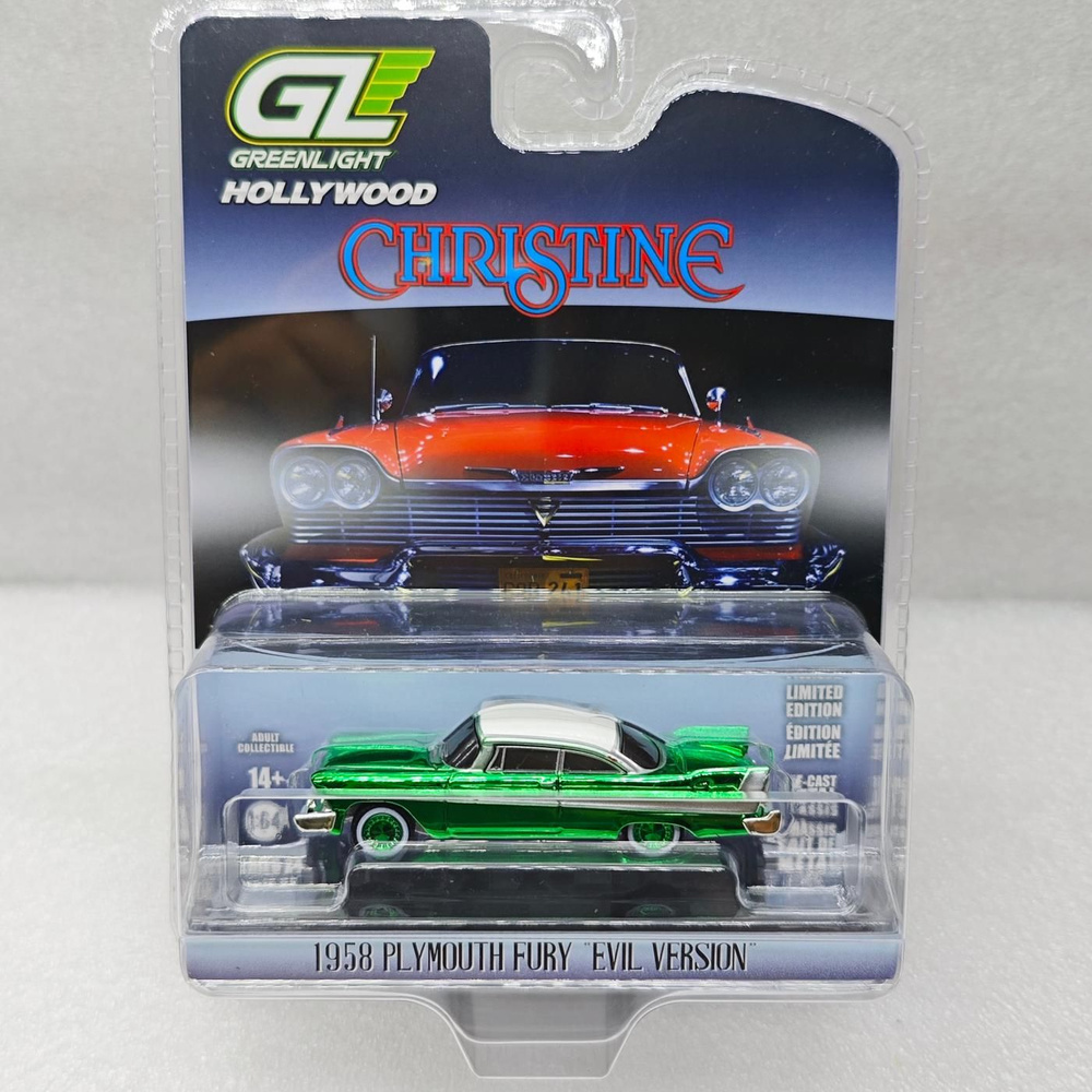 Greenlight 1:64 Hollywood 1958 Plymouth Fury Evil Edition Black Glass Electroplated Green ...
