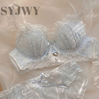 Комплект белья Женский SYJWY бежевый нейтральный Шнуровка бралетт Полиэстер Вышивка, размер 36 ...