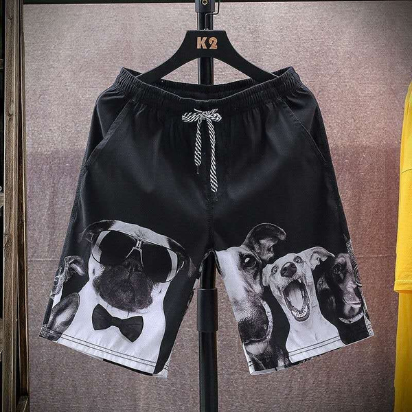 Шорты Мужской SYJWY Повседневный черный меланж, размер 56 Политекс Карманы, Шнуровка Животные ...