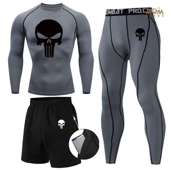 Рашгард Мужской KERNA серый Длинный, размер 50 Cooldry Корсет ММА, Единоборства облегающий ...