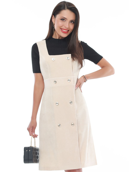 Сарафан Женский DStrend бежевый Полиэстер, Вискоза, размер 48 купить c доставкой на OZON по ...