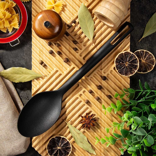 Ложка поварская Daniks Turin универсальная нейлоновая для антипригарной посуды, подвесная ...