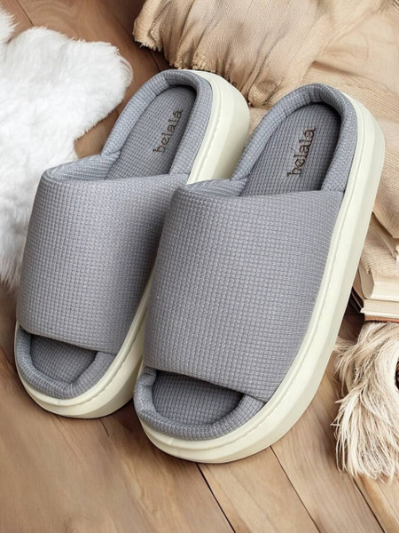 Тапочки Женский belala, размер 38, 39 серый Открытый нос, Толстая подошва Россия Без каблука Без ...