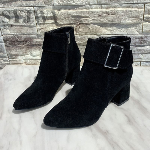 Сапоги Женский SYJWY полусапоги, размер 39 горький шоколад На любой сезон Толстый каблук Китай ...