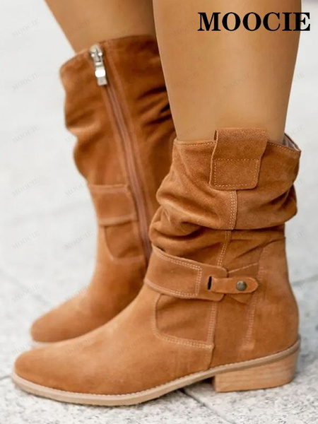 Сапоги Женский MOOCIE полусапоги, размер 39 коричневый Городошный спорт Зима Танкетка Китай ...