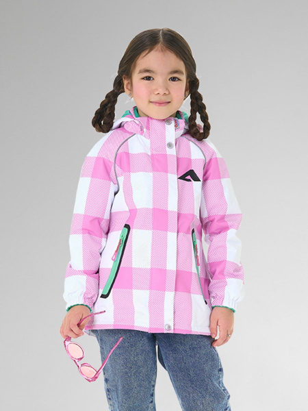 Куртка Девочки OLDOS Карманы, Капюшон белый, розовый капюшон Полиэстер, размер 140 Длинный ...