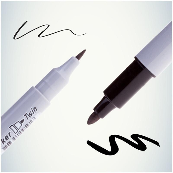 Маркер перманентный двухсторонний Crown "Multi Marker Twin" черный ...