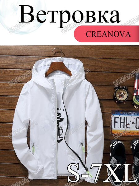 Ветровка Мужской, Женский CREANOVA белый V-образный Breathable, размер 50 Длинный Лето Китай ...