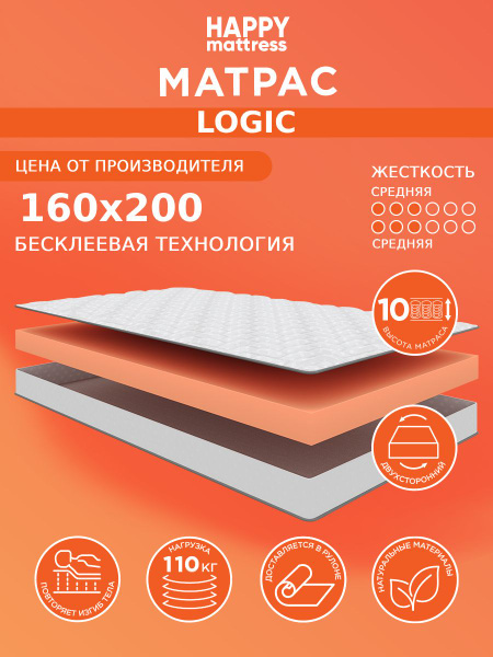 Матрас HAPPY MATTRESS LOGIC, Беспружинный, 160x200 см купить c ...