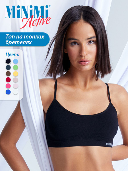 Топ Женский Minimi черный, размер 48, 50 Микрофибра Без рукавов Повседневный Бег, Гимнастика ...