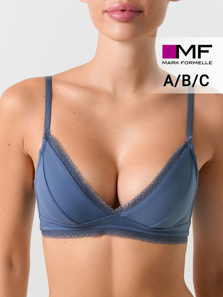 Бюстгальтер Женский Mark Formelle без косточек, размер 75B синий Кулирная гладь, Кружево ...