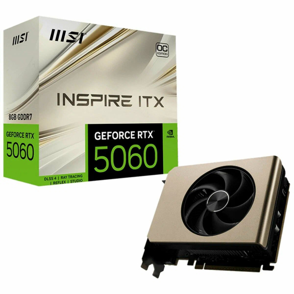 Видеокарта MSI GeForce RTX 5060, 8 ГБ PCI Express 5.0 DisplayPort, HDMI RTX 5060 8G INSPIRE ITX ...