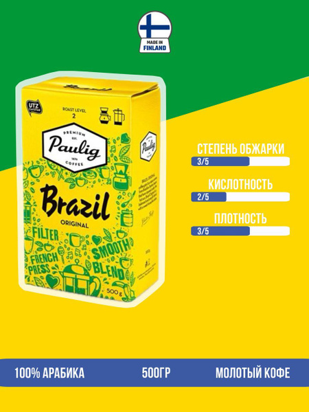 Кофе молотый Paulig Brazil, 500 гр. Финляндия купить на OZON по низкой ...