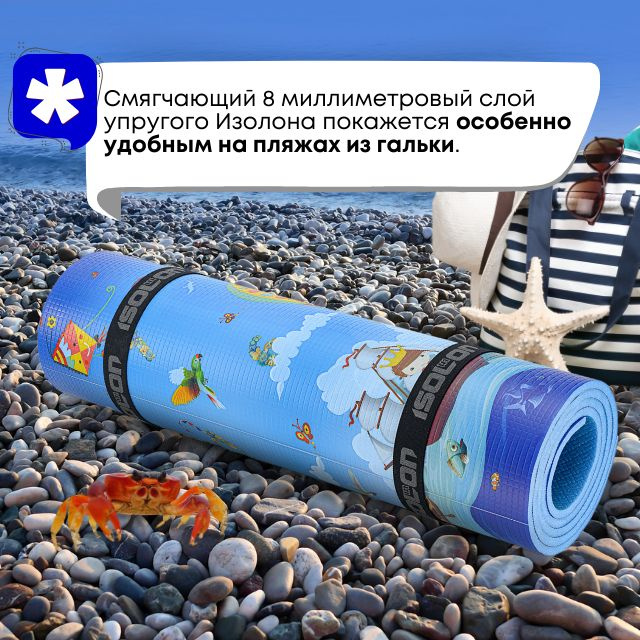 Коврик для пляжа Decor 8 / ISOLON / Плотный, яркий, не промокает, для отдыха и туризма. 2 ...