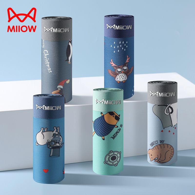 Комплект трусов Мужской Miiow Хлопок синий, голубая ель, размер 52, 54 Средняя Китай ...