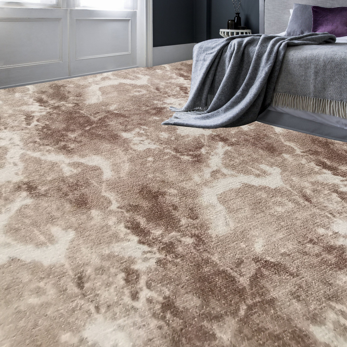 Ковролин метражом 5х4,25 м, безворсовой "Мрамор", бежевый с оверлоком ...