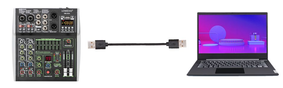 Беспроводной микшерный пульт LOMEHO AM-AX4 , 2-моно/2-стерео канальный ...