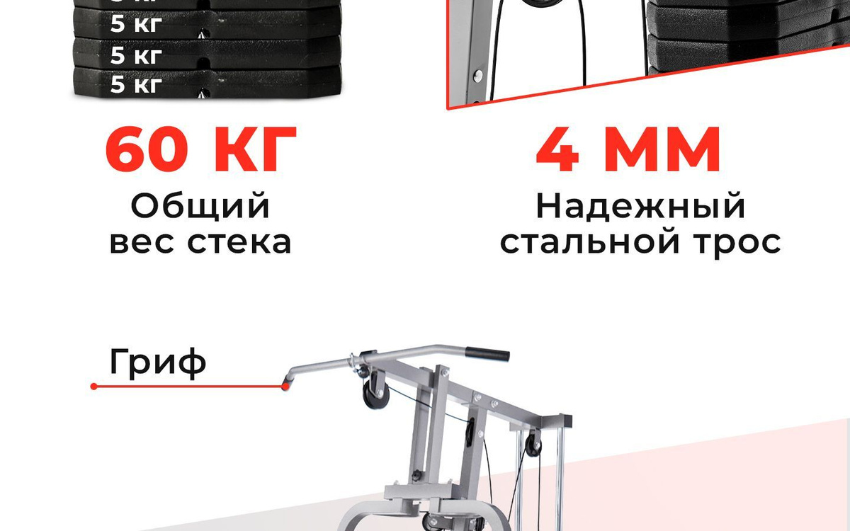 Силовой комплекс DFC HomeGym D7000-60 / стек 60 кг купить на OZON по низкой цене (1648692833)